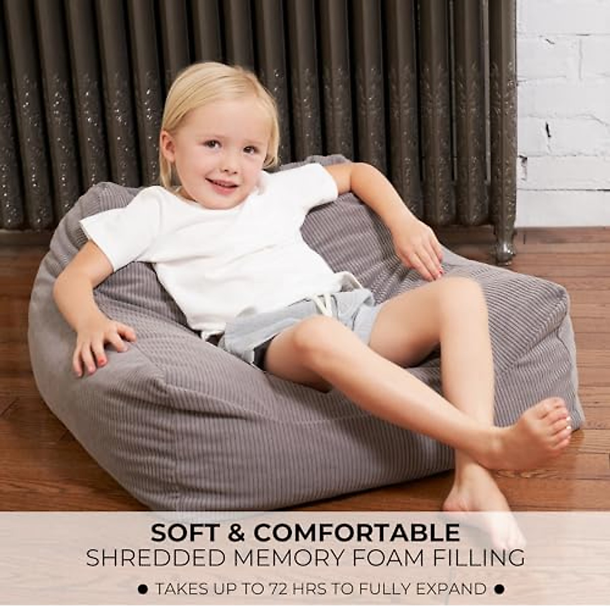 Soft Memory Foam Bean Bag Chair for Toddlers - Fits Any Nursery or Living Room