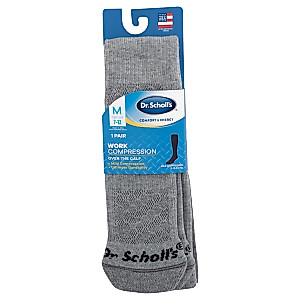 Dr. Scholl's Men's Athletic & Work Compression Over the Calf Casual Sock, Gray, 6.5-12 US