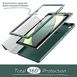 SURITCH Case for Samsung Galaxy Tab A7 10.4" (SM-T500/T505/T507), [Built in Screen Protector][Auto Sleep/Wake] Lightweight Leather Case Full Body Smart Cover with Magnetic Trifold Stand-Midnight Green