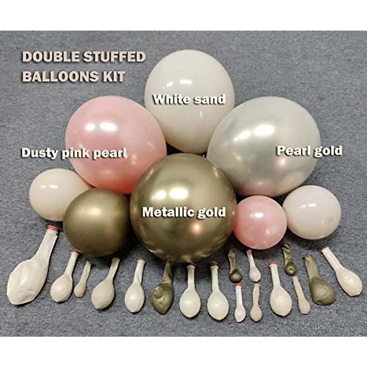 Dusty Rose Pearl Balloon Garland Double Stuffed Blush Pink Beige Balloons White Sand Nude Boho Balloon Arch Kit Metallic Gold Balloons for Baby Shower Bridal Wedding Birthday Party Decoration