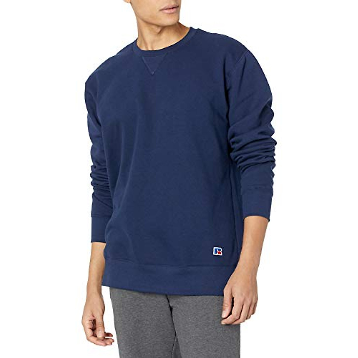 Russell Athletic Mens Cotton Rich 2.0 Premium Fleece Sweatshirt Shirt, Navy, Large US