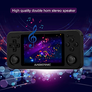 RG351M Handheld Game Console WiFi Function, Open Source System RK3326 Chip 64G TF Card 2500 Classic Games 3.5 Inch IPS Screen 3500mAh Battery (Black)