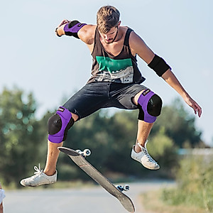 Haomaomao Adult & Kids Knee Pads Elbow Pads Wrist Guards Protective Gear Set for Roller Skates Scooter Inline Skating Cycling BMX Bike Skateboard Riding and Outdoor Extreme Multi-Sports