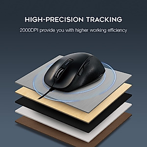 ELECOM USB Wired Mouse, Corded Mouse with Quiet, Silent Click, Ergonomic Design, 5 Button, for Windows and Mac, Large Size (M-XGL10UBSBK-US)
