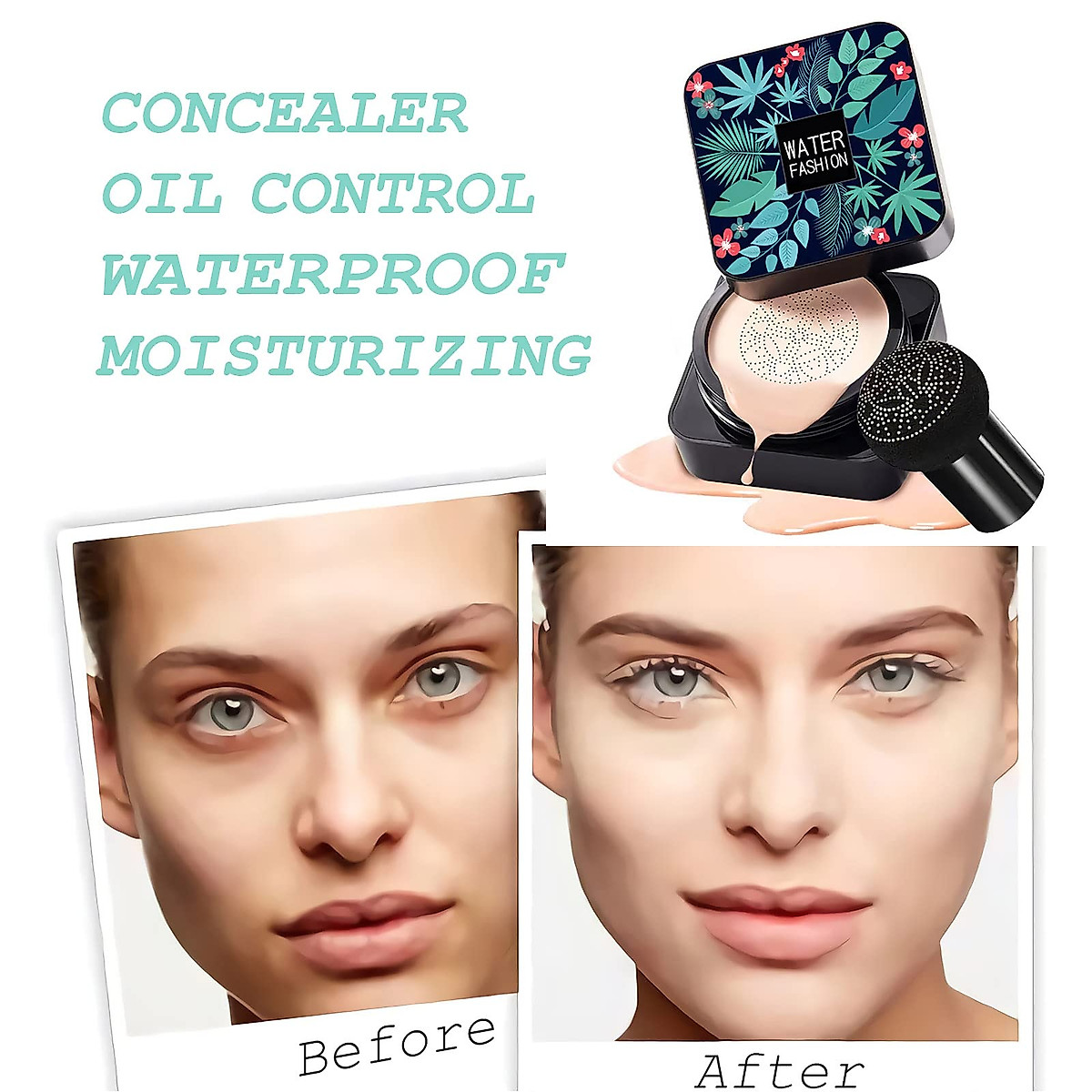 Sumeitang Mushroom Air Cushion CC Cream Liquid Foundation Makeup Lasting Moisturizing BB Cream Concealer Cushion Even Skin Tone Makeup Base Primer Easy to Apply for Dry Skin(Natural)