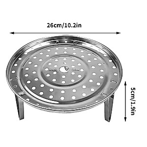Steamer Rack, Pressure Cooker Canner Rack 304 Stainless Steel Canning Rack Round Pot Steaming Tray with Detachable Legs for Baking Cooking Steaming (Diameter 26cm)