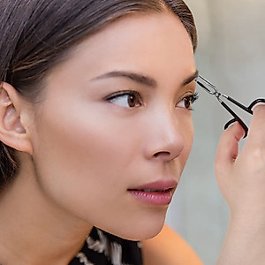 6 Pieces Tweezers Scissor Handle Straight Tip Scissor Shaped Eyebrows Tweezers for Hair Plucker Remover Facial Hair Eyebrows Care (Black)