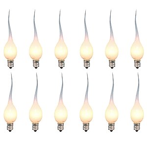 GOOTHY Silicone Dipped Candle Light Bulbs, Clear Silicone 5 Watts Replacement Bulbs for Electric Window Candles Chandeliers Night Light Bulbs Christmas Lights, C7/E12 Candelabra Base, 120V- 12 Pack