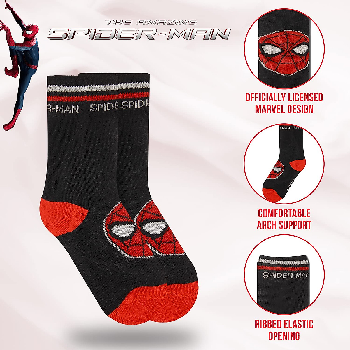 Marvel Spiderman Boys Socks, 10-Pack of Decorative Spiderman Toddler Socks, Amazing Legends Socks for Boys
