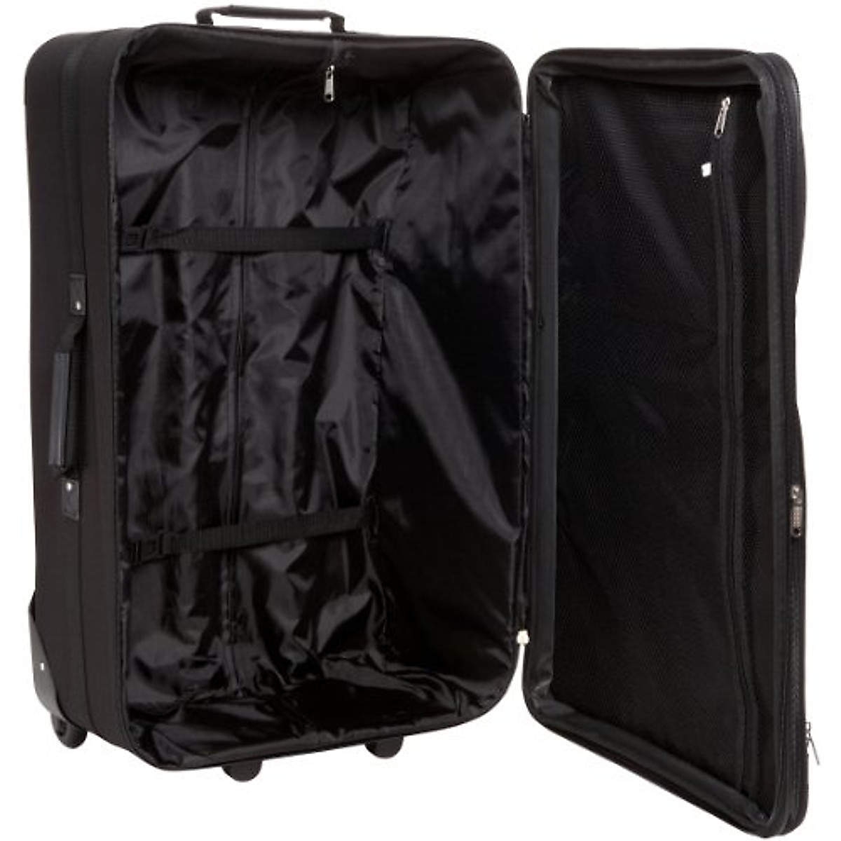 Rockland Journey Softside Upright Luggage Set,Expandable, Lightweight, Black, 4-Piece (14/19/24/28)