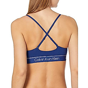 Calvin Klein Women's Athletic Lightly Lined Triangle Bralette, Blue Bepths