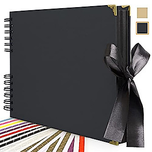 Photo Album Scrapbook 100 Pages(8.3x11.6in) Personalized, Hardcover Black Page Scrapbook Journals Blank Handmade Memory Book