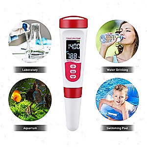 INKBIRDPLUS pH Meter, Digital 4 in 1 PH EC TDS Temp Meter for Water Hydroponics, Waterproof and EC PPM Water Tester with Backlight for Laboratory, Nutrients Growing, Household Drinking, Pool, Aquarium