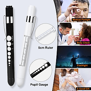 BOVKE 15 Pcs Stethoscope Case Sets Medical Supplies Include Stethoscope Case, Medical Scissors, 2 Penlights with Batteries, Bandage Wraps, Name Card Holder for Nursing School Tool Kits, Black