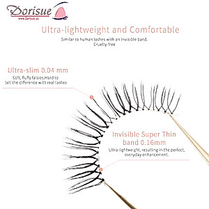 Dorisue Cat Eye False Lashes - Long Wispy Eyelashes for Dating Makeup, Outer Corner Dramatic Volume 5-12mm, 4 Pairs (E2)