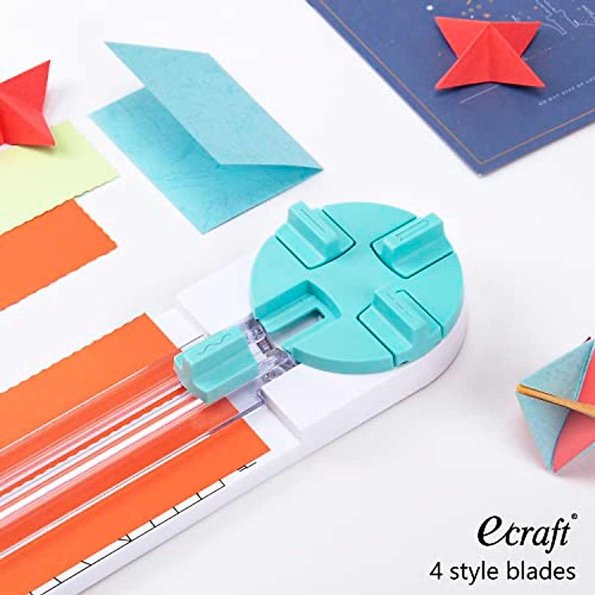 Ecraft Paper Trimmer Replacement Blades Use for 4 Style Multi-Function Scrapbooking Tool with Dial Blades of Wave Paper Cutter Blade Refills Mint Green (4 Pack）