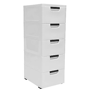 5 Tiers Drawer Plastic Cabinet Rolling Storage Stackable Plastic Drawers Storage Cabinet Clothes Organizer Stand For Storing Books, Office Supplies, Snacks