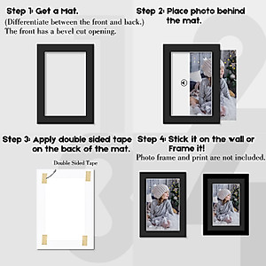 Golden State Art Pack of 25, Acid-Free Black Pre-Cut 5x7 Picture Mat for 4x6 Photo with White Core Bevel Cut Frame Mattes