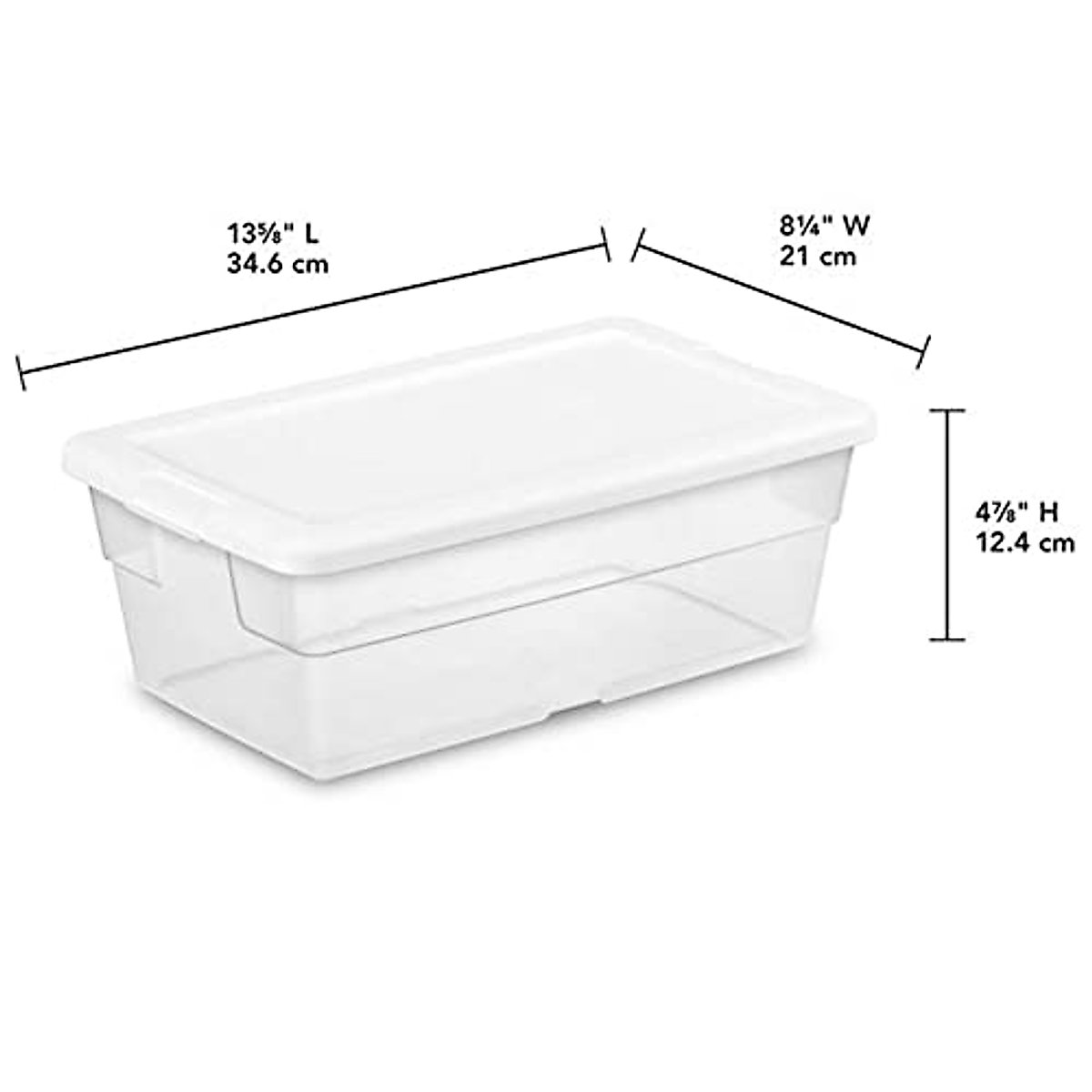Sterilite 6 Quart Clear Plastic Stackable Storage Container Bin Box Tote with Snap-Close White Lid Organizing Solution for Home & Classroom, 72 Pack