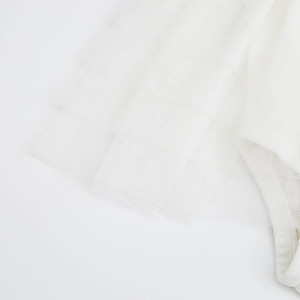 O2 BABY Organic Cotton Baby Girl Long Sleeve Ruffle Romper Tulle Dress Jumpsuit with Headband Outfit Set（0-3 Months, Ivory）