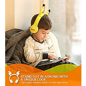 Kids Headphones with VoliBolt Ears, Mumba Wired Over-Ear Headphones with Music Sharing Function, 85dB Volume Limited Hearing Protection,Safe Food Grade Material, 3.5mm Jack (HS01) Headset for Children