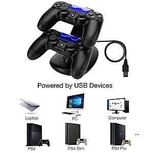 Kailisen Dual USB Charging Charger Docking Station Dock Stand for Playstation 4 PS4 / PS4 Pro / PS4 Slim Controller