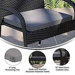 Flash Furniture All- Weather Polyester Fabric Patio Chair Cushion, 1 Pack, Gray