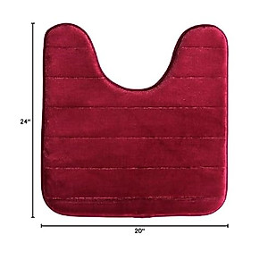 Memory Foam Toilet Bathroom Mat, Soft and Comfortable U-Shaped, Thick Water Absorption Non-Slip and Machine Wash and Easier to Dry for Bath Commode 20 X 24 Inches Contour Rug (Burgundy)