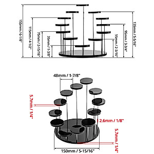 QWORK Round Acrylic Products Display Riser Stands, 12 Tier Jewelry Display Stands for Rings Earrings,Mini Figurines, Black