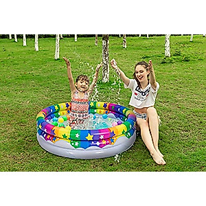 2 Pack 45'' Unicorn Rainbow & Rainbow Inflatable Kiddie Pool Set, Family Swimming Pool Water Pool Pit Ball Pool for Kids Toddler Indoor Outdoor Seasonal Merriment