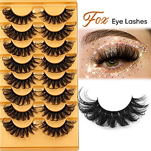 Focipeysa False Lashes Fluffy Mink Eyelashes 18mm Lashes Pack 8D Mink Curly Faux Mink Lashes Volume Dramatic Lashes 8 Pairs