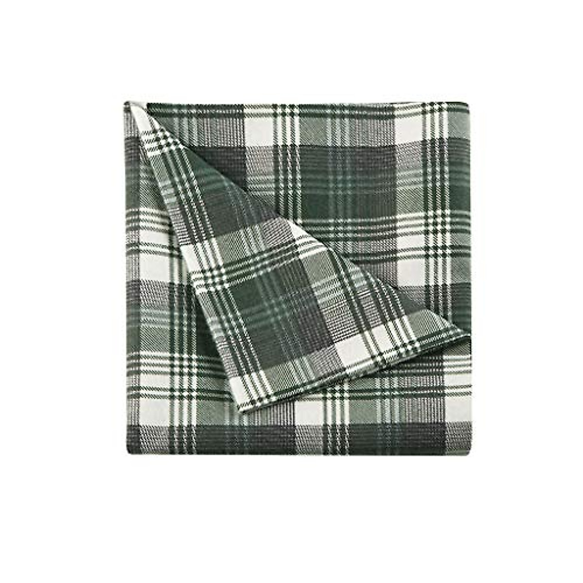 Woolrich Flannel 100% Cotton Sheet Set Warm Soft Bed Sheets with 14" Elastic Pocket, Cabin Lifestyle, Cold Season Cozy Bedding Set, Matching Pillow Case, Queen, Green Plaid, 4 Piece