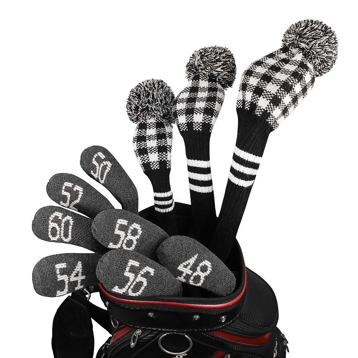 Scott Edward Knitted Wedge Golf Iron Headcovers 7 PCS Club Protector 48,50,52,54,56,58,60 Degree (Dark Gray)