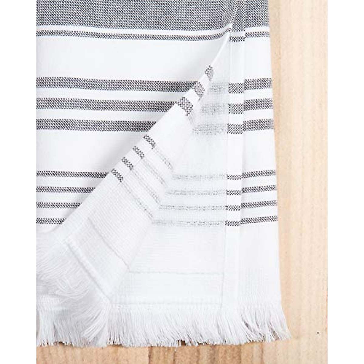 Hand Towels for Bathroom Set of 2, 100% Cotton, 28x16 in, Turkish White Soft and Absorbent Decorative Bath Hand Towels, Modern Gray Striped Towels