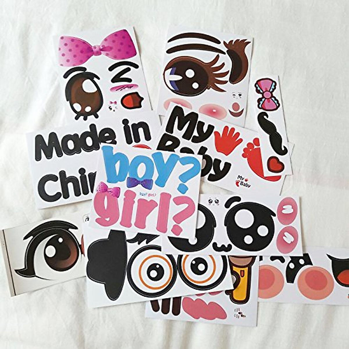 Creation Core Funny Facial Expressions Stickers Pregnancy Baby Bump Belly Stickers Maternity Pregnant Woman Photography Props (12 Sheets)