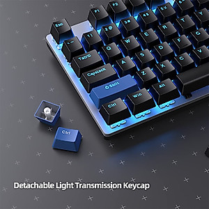 Double Shot Keycap 21-Keys Light Transmitting for General Mechanical Keyboards, Non-Slip Wear-Resistant Enlish(US) Layout (Blue)