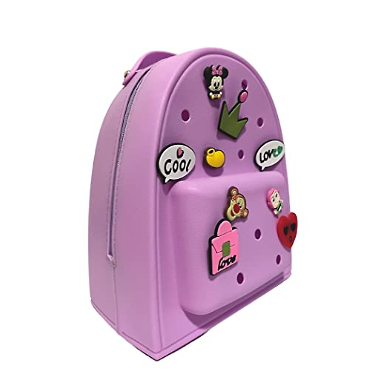 Happy Home Silicone Women Backpack With Charms-Small Travel Crossbody Bag Lightweight Durable Waterproof (Light Purple)