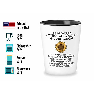 FLairy Land Daily Affirmation Shot Glass 1.5oz - Sunflower Adoration - Funny Gift For Reminder Coworker Friendship Graduation Birthday Encouragement Sunshine Woman