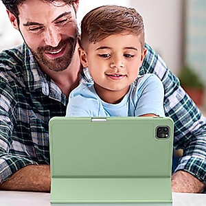 ZryXal New iPad Pro 13 Inch Case (2024 Model, 7th Generation) with Pencil Holder, Smart iPad Case [Support Pencil Pro and Pencil (USB-C)], Support Touch ID and Auto Wake/Sleep (Old Matcha Green)