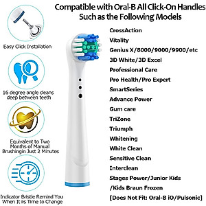 Replacement Toothbrush Heads for Braun, 8 Pack Clean Electric Brush Heads Compatible with Most Electric Toothbrush, Refill for 7000/Pro 1000/9600/ 5000/3000/ 8000 and More.