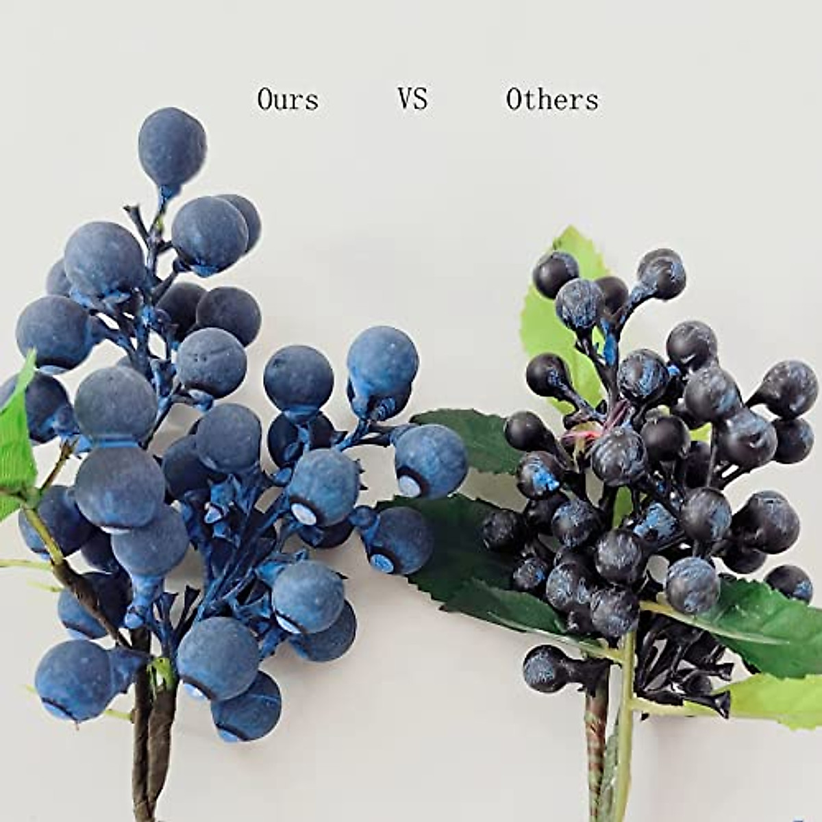 DS. DISTINCTIVE STYLE Artificial Blueberries 4 Pieces Lifelike Faux Fruit Berries Fake Flowers for Decoration (Blue)