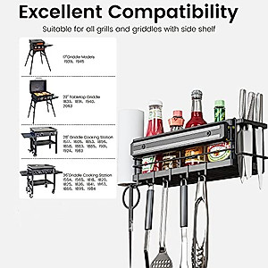 LIVOD Griddle Caddy for Blackstone Griddle Accessories, Blackstone Griddle Caddy Grill Accessories Storage Box for Blackstone 28”-36” Griddle, BBQ Accessories with a Magnetic Tool Holder Set