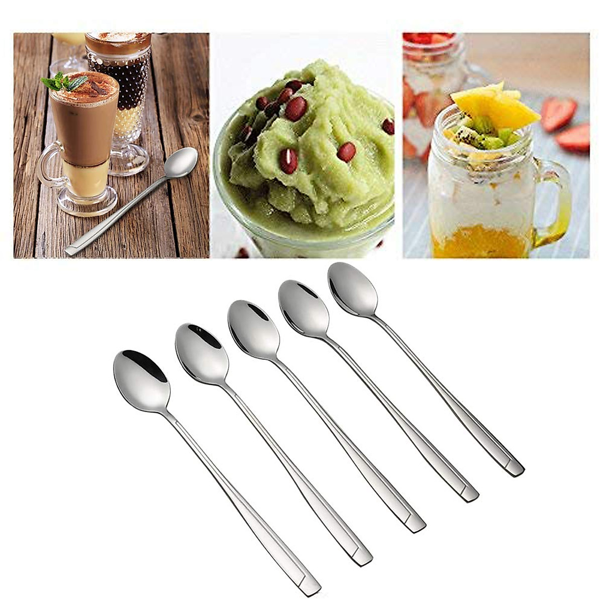 Cand Stainless Steel Ice Tea Spoons, Long Handle Ice Cream Spoon(Set of 16)