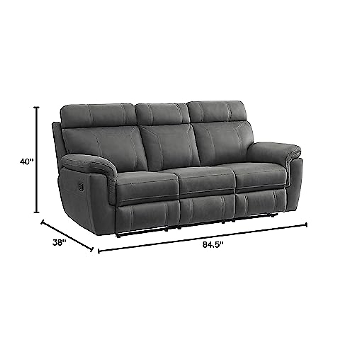 Lexicon Valois Double Reclining Sofa, Gray
