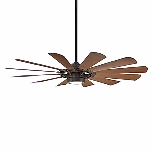 Windmill Indoor and Outdoor 12-Blade Smart Ceiling Fan 65in Oil-Rubbed Bronze Dark Walnut with 3000K LED Light Kit and Remote Control works with Alexa and iOS or Android App