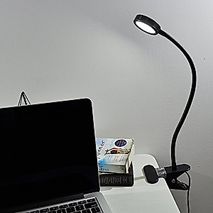 EYOCEAN Clip on Light Reading Lights, Desk Lamps, Eye Protection Kids Desk Lamp with Strong Clamp, Flexible Night Light 3 Modes 9 Dimming Levels(Included AC Adapter) Black