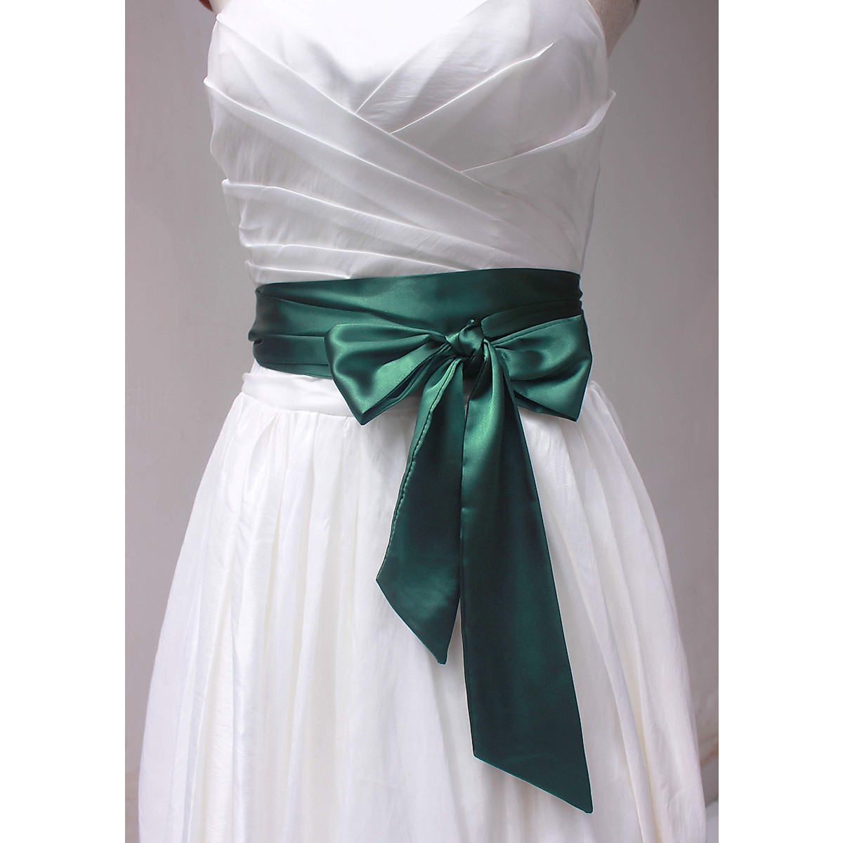 NANIA Wedding satin sash belt for special occasion dress bridal sash (Emerald)