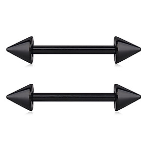 Ruifan 316L Stainless Steel Spike Nipple Shield Barbell Ring Bar Body Piercing Retainer 14G 5/8Inch 10PCS