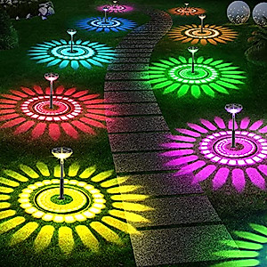 Bright Solar Pathway Lights 8 Pack Color Changing, Solar Outdoor Pathway Lights IP67 Waterproof, LED Solar Powered Garden Lights for Path Walkway Yard Lawn Landscape Decorative(Multicolor&Warm White)