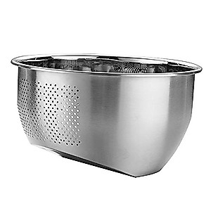 YUDONG Stainless Steel Rice Washing Bowl,With Side Drainer Stainless Steel Large Capacity Fruit Vegetables Practical Washing Bowl Kitchen Supplies Rice Sieve Durable